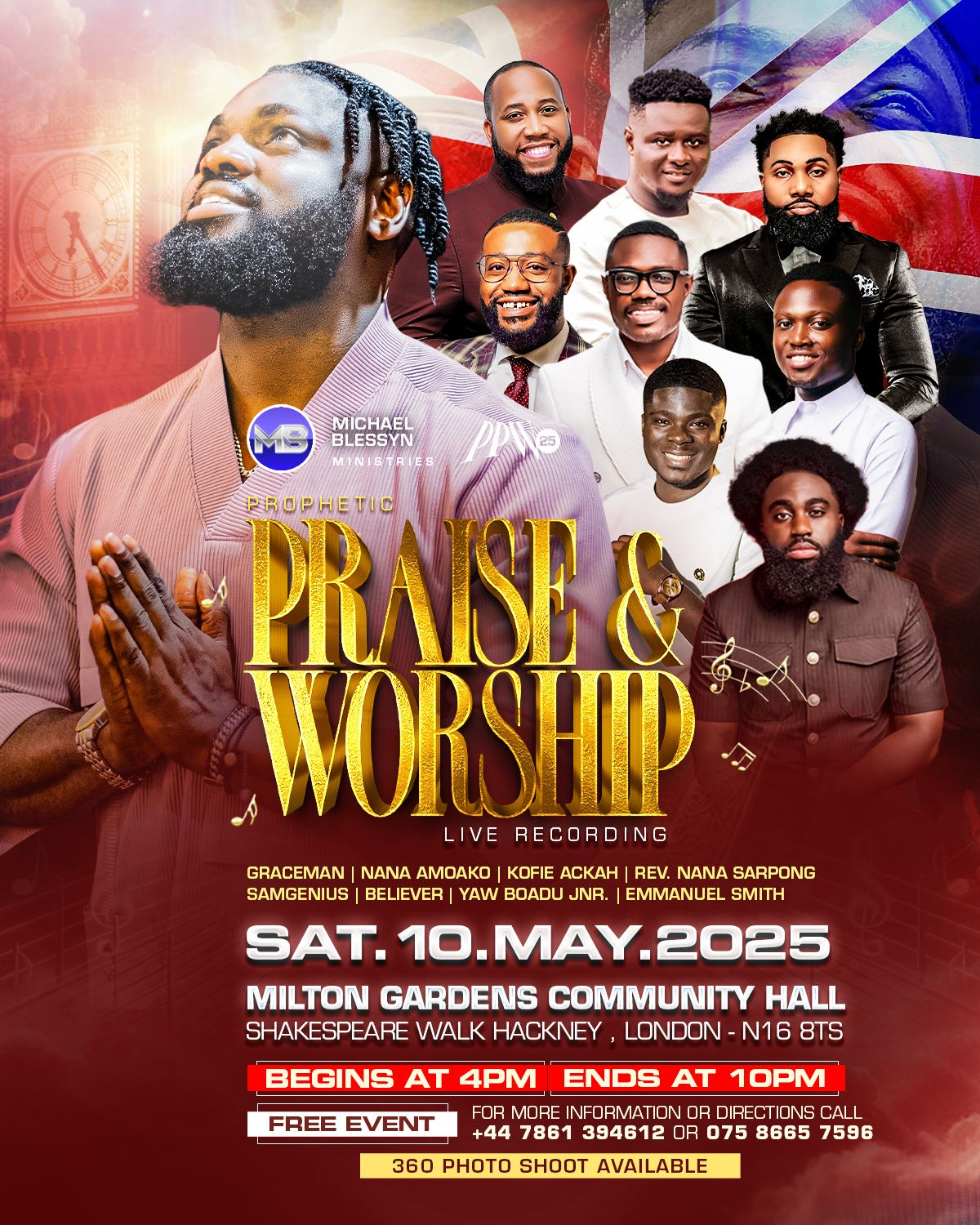 Prophetic Praise & Worship Live Recording Set for May 10, 2025, in London