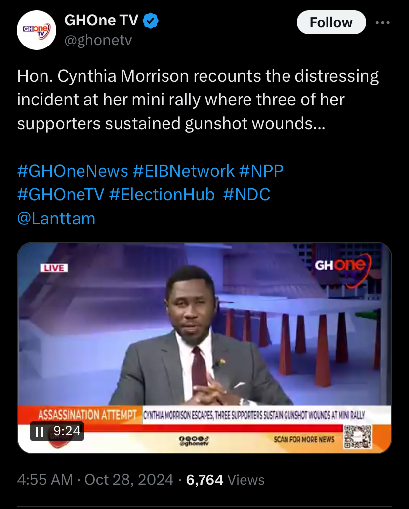Following her assassination attempt, Cynthia Morrison speaks