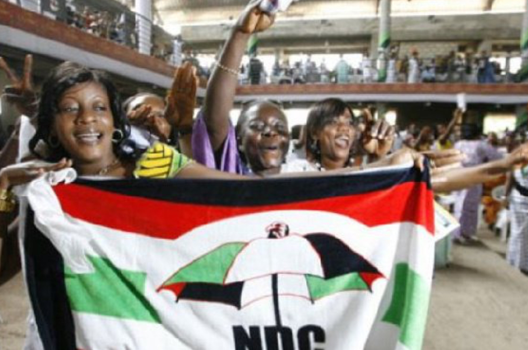 NDC members celebrate their victory at the Achimota Market polling ...
