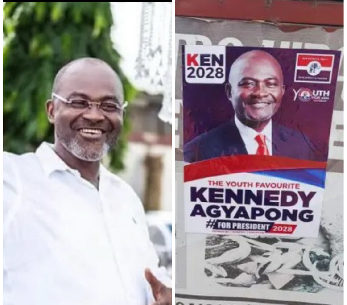 In Kumasi, images of Kennedy Agyapong's 2028 posters were flooded.