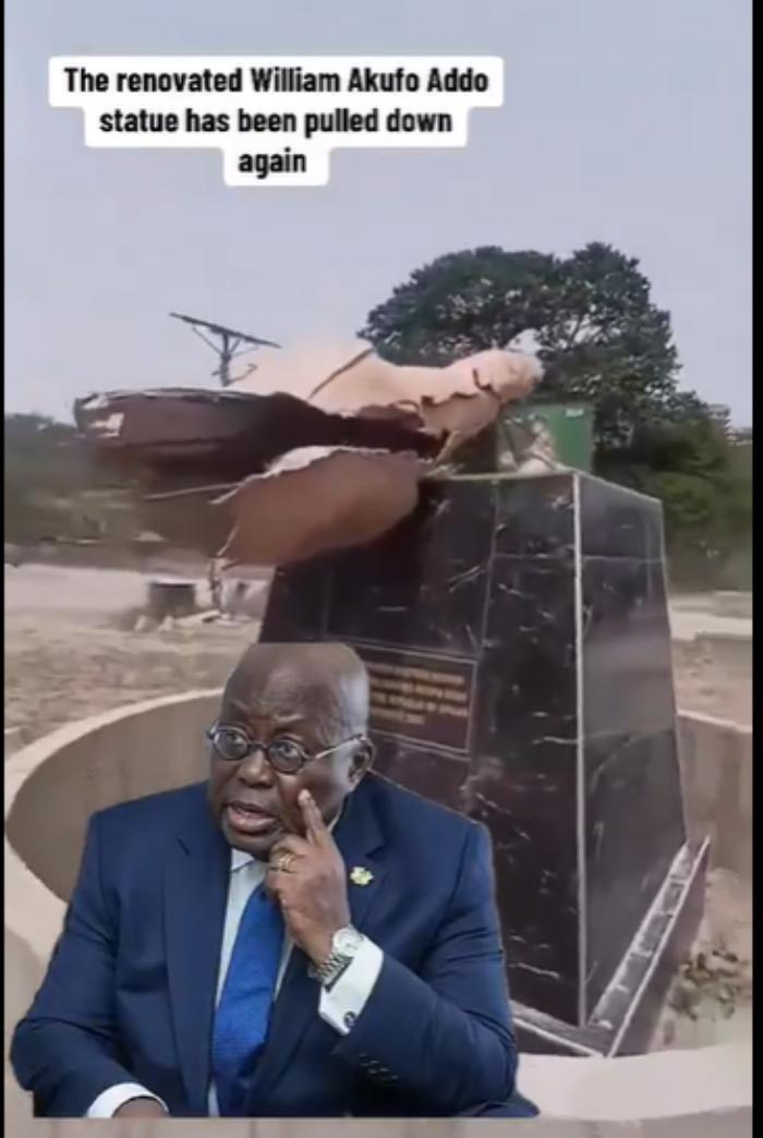 When Akufo-Addo's statue is completely destroyed for the second time ...