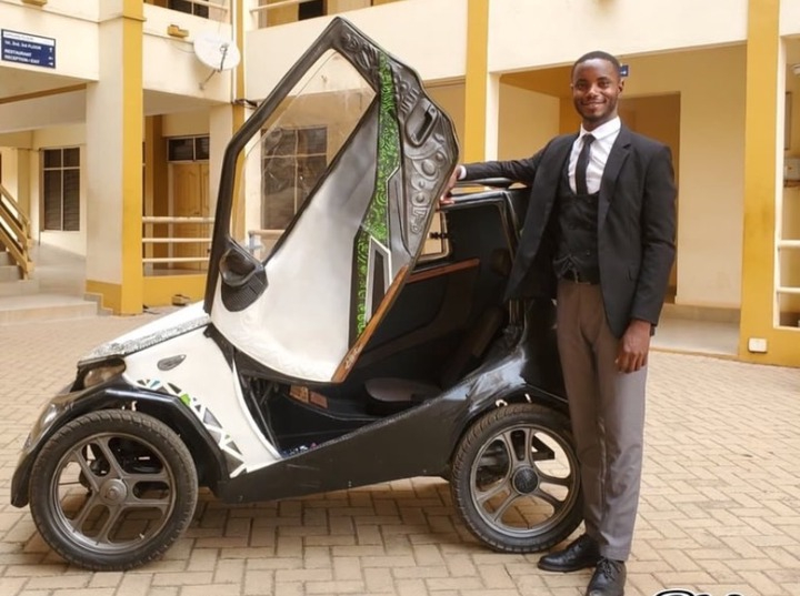 A KNUST art education PhD graduate expertly creates a cutting-edge car