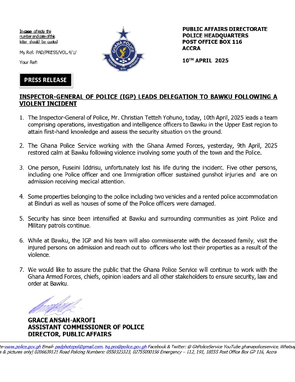 IGP Leads Security Team to Bawku After Deadly Clash, Assures Public of ...