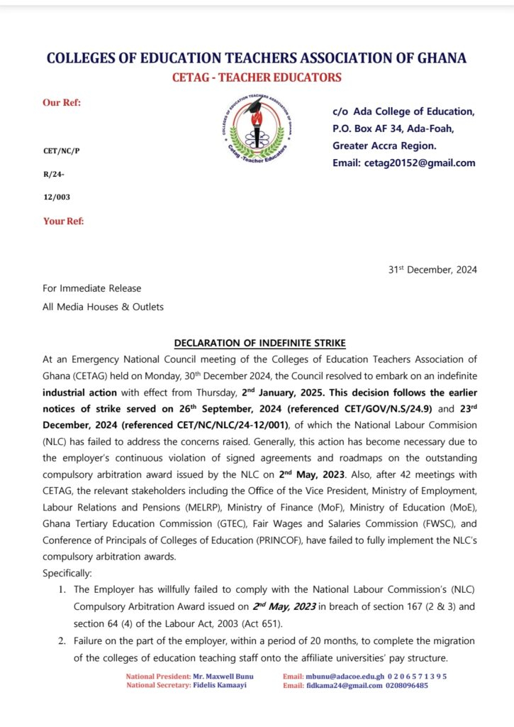 CETAG announces a strike that will last forever.