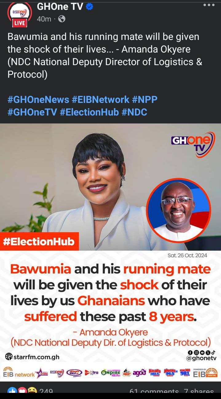 According to Amanda Okyere, Ghanaians are going to shock Bawumia and NAPO.