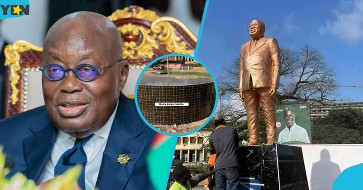 The statue of Nana Akufo-Addo at the Sekondi Hospital Roundabout is ...