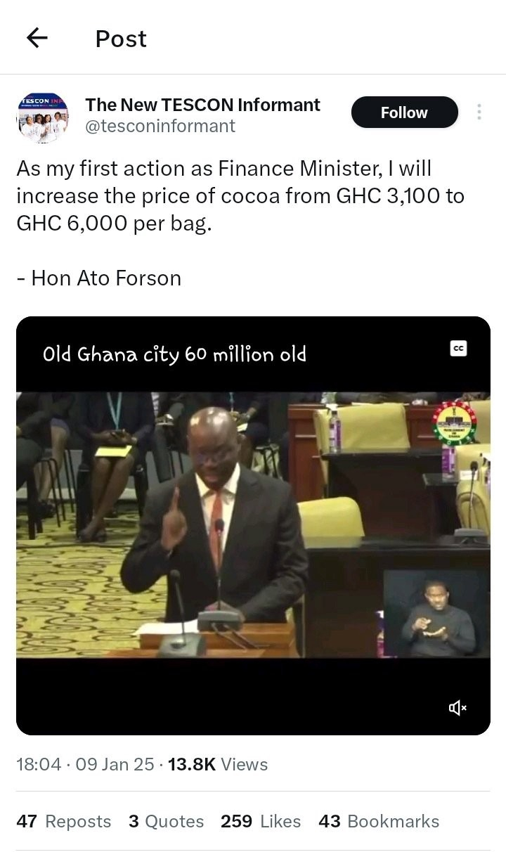 "As Finance Minister, I'll Raise Cocoa Price From GHC 3,100 to GHC ...