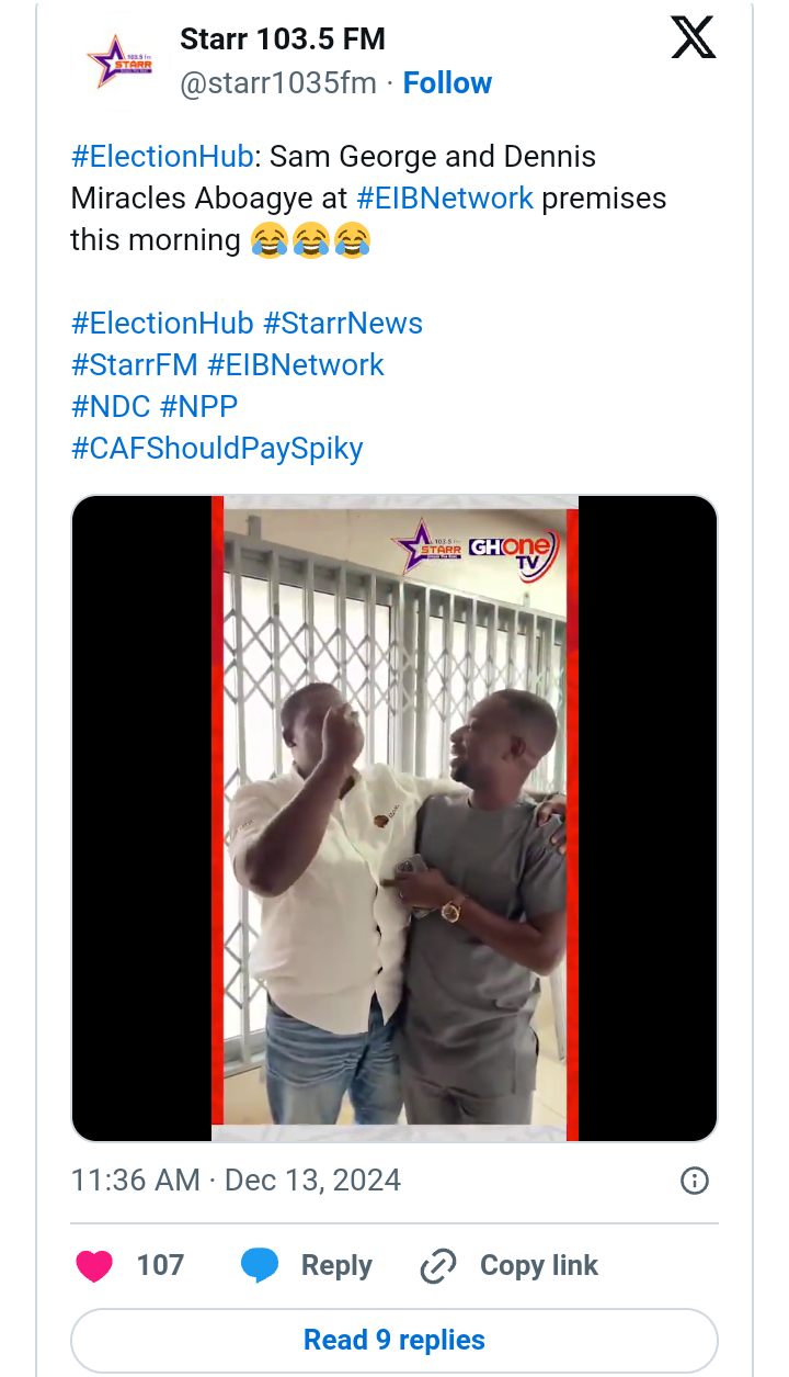 Sam George and Dennis Miracles Aboagye share a lighthearted and ...