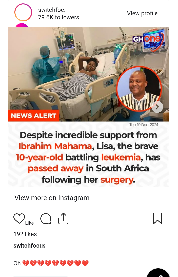 10-Year-Old Lisa Laryea Loses Battle with Leukaemia Despite Ibrahim ...