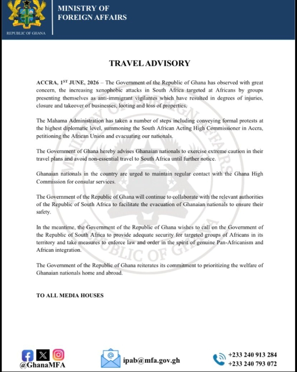 Why Ghana has triggered an urgent South Africa travel advisory