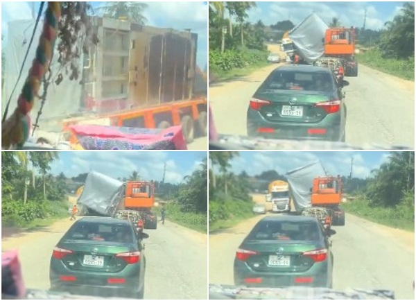 Horrific Scene: Watch the moment a heavy load fell off a trailer ...