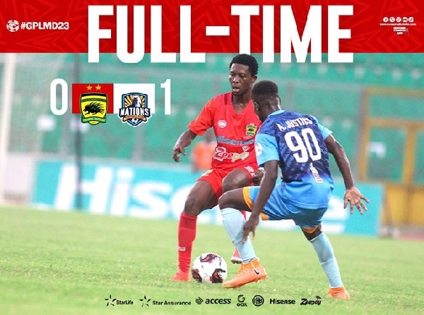 Watch highlights of Asante Kotoko's 0-1 defeat to Nations FC in Ghana Premier League