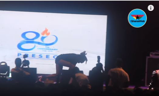 Ebony falls as she performs at 'Odadee Torch and Bonfire Night'