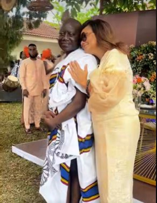 Ken Ofori-Atta and wife captured lovey-doveying at a marriage ceremony
