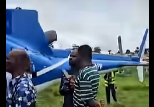 Watch as another helicopter makes emergency landing in Nkawkaw