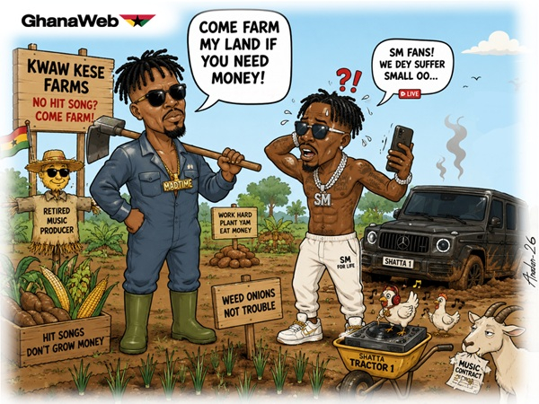 CARTOON: Come farm my land if you need money' - Kwaw Kese to Shatta Wale