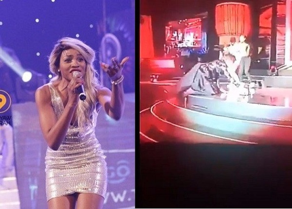 Sheyi Shey fell on stage at Africa Music Awards