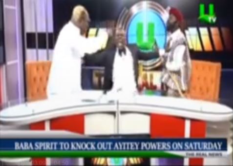 Ayitey Powers and Baba Spirit fight on live TV
