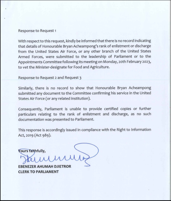Parliament denies knowledge of Bryan Acheampong's enlistment and ...