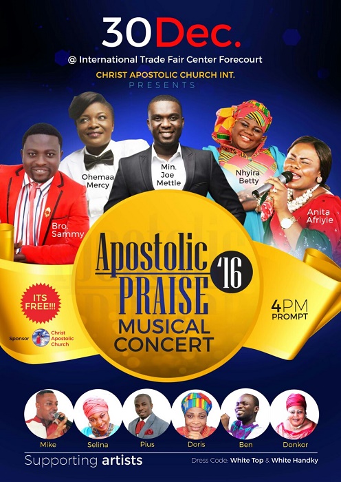 Joe Mettle, Ohemaa Mercy, others headline Apostolic Praise 2016